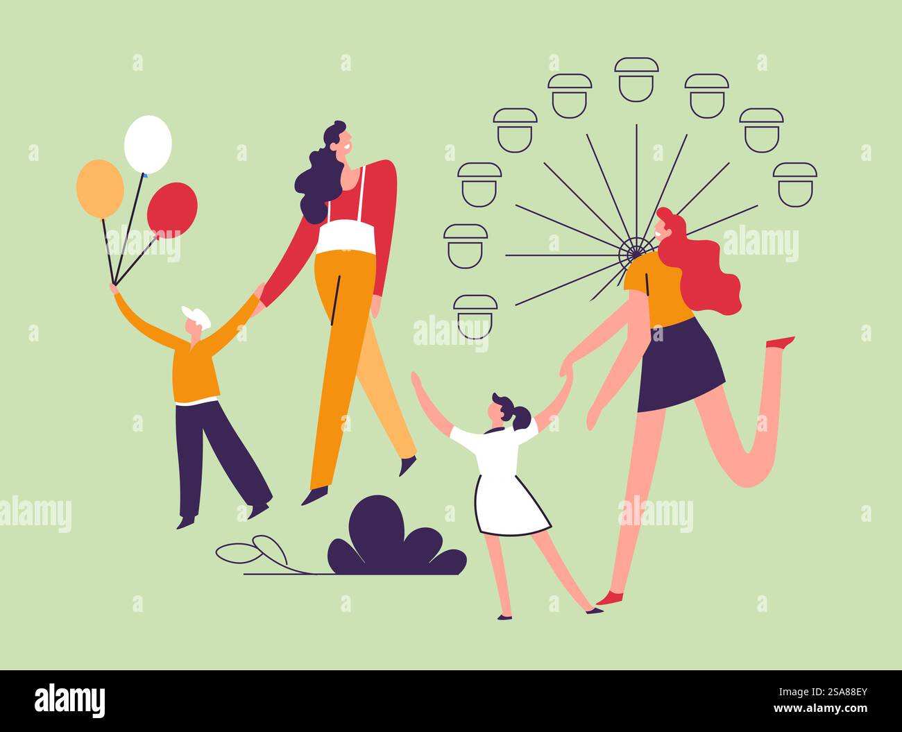 Vector illustration of families enjoying outdoor activities, ideal for ...