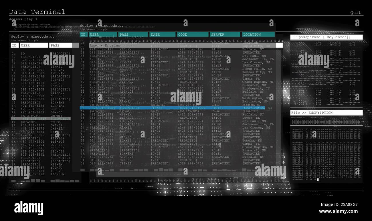 Image of layers of data processing on interface with black background ...