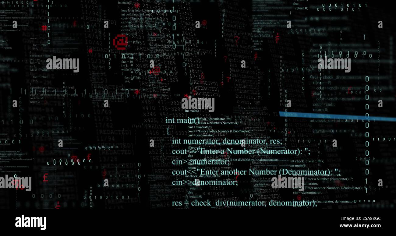 Image of blue lines and red cursors over layers of data processing on ...