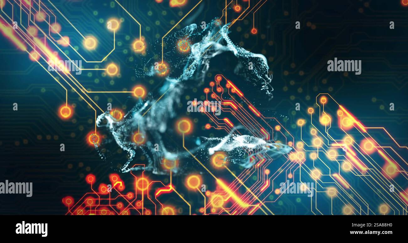 Image of white shapes over network of connections Stock Photo - Alamy