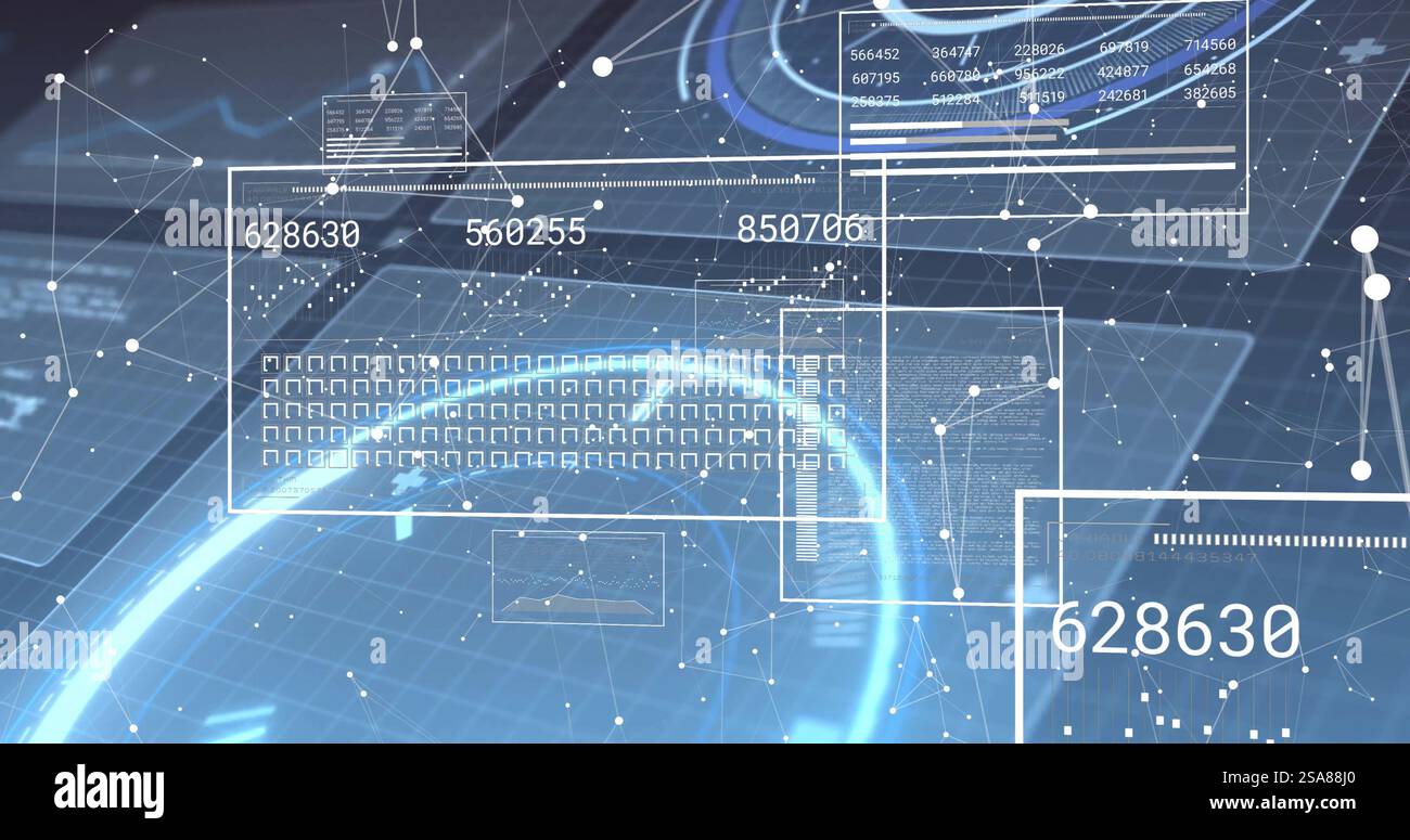 Image of digital data processing over black background Stock Photo - Alamy