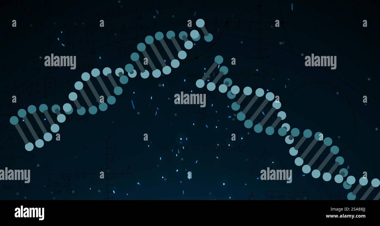 Image of dna strands over light spots on black background Stock Photo ...