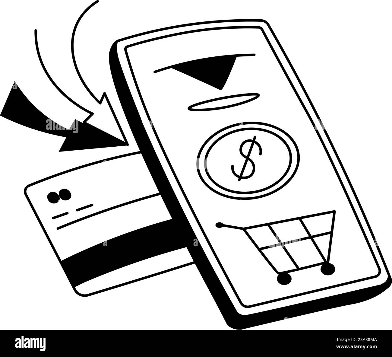 Vector illustration of a contactless payment terminal with a credit ...