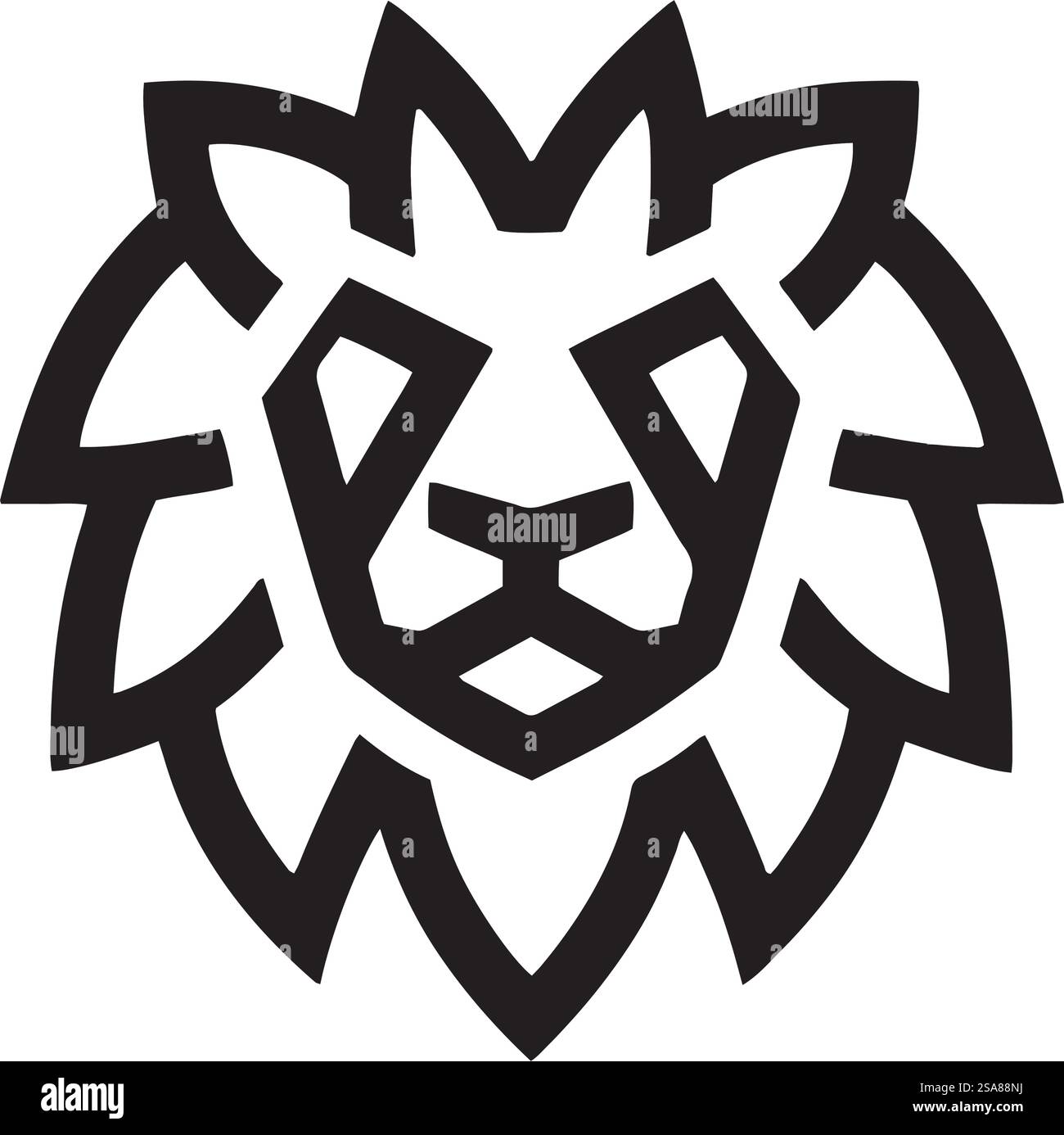 Stylized lion head created with geometric shapes hi-res stock ...
