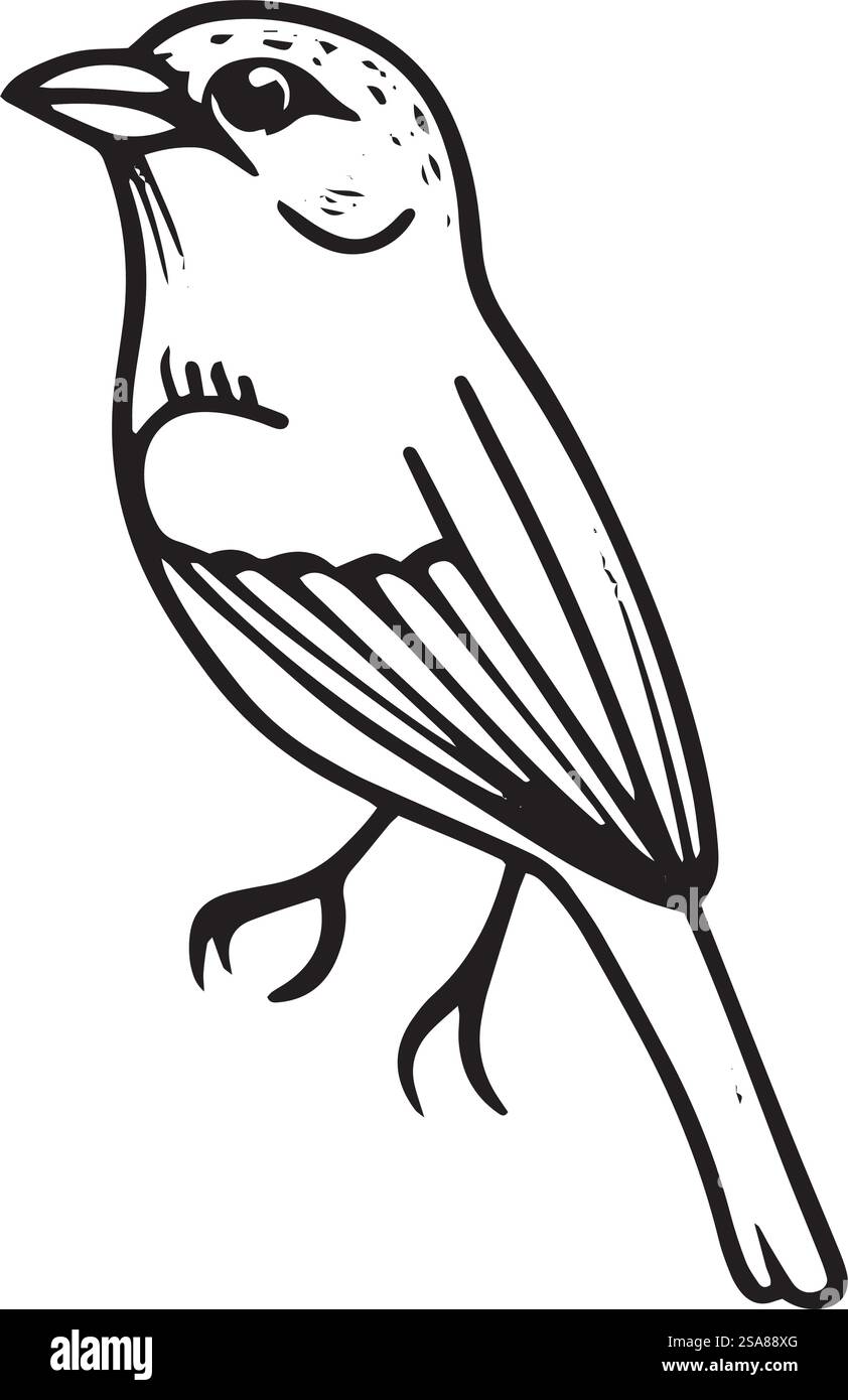 Stylized bird in flight, vector illustration in monochrome, isolated on ...