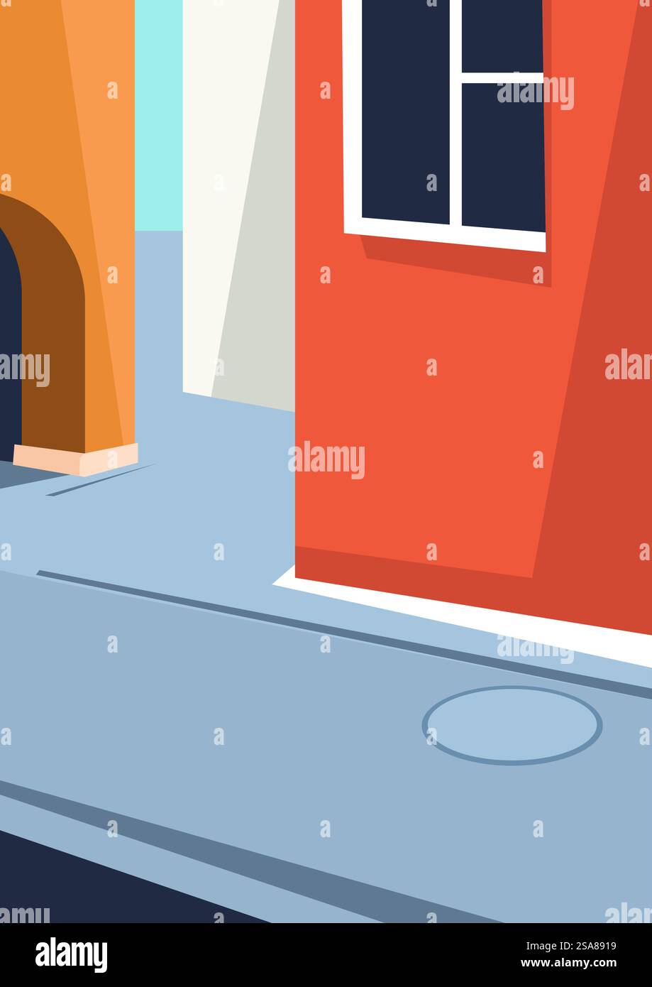 Vector illustration of an urban street with buildings. Ideal for ...