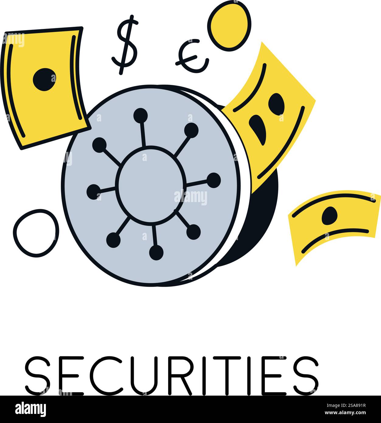 Money and securities representing investment concept, vector ...