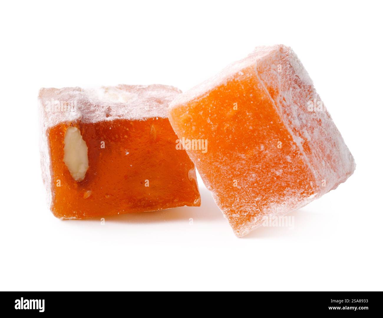 Delicious orange flavored turkish delight with nuts, served as a ...