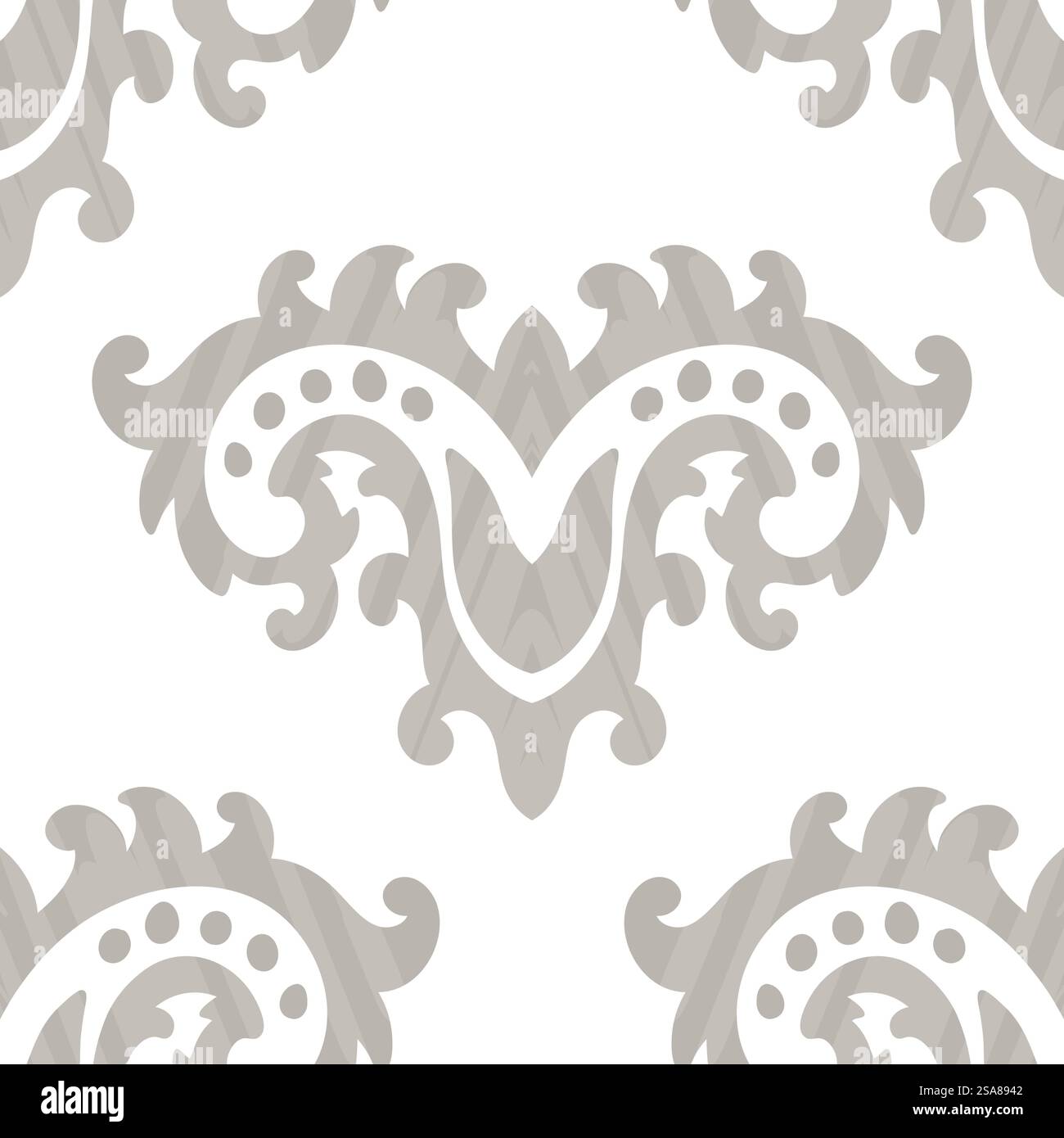 legant vertical floral damask pattern in beige shades, creating a ...