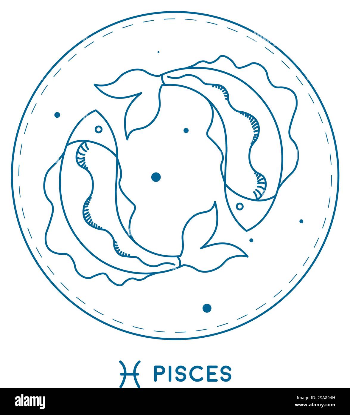 Pisces zodiac sign illustration in a minimalist style. Vector ...