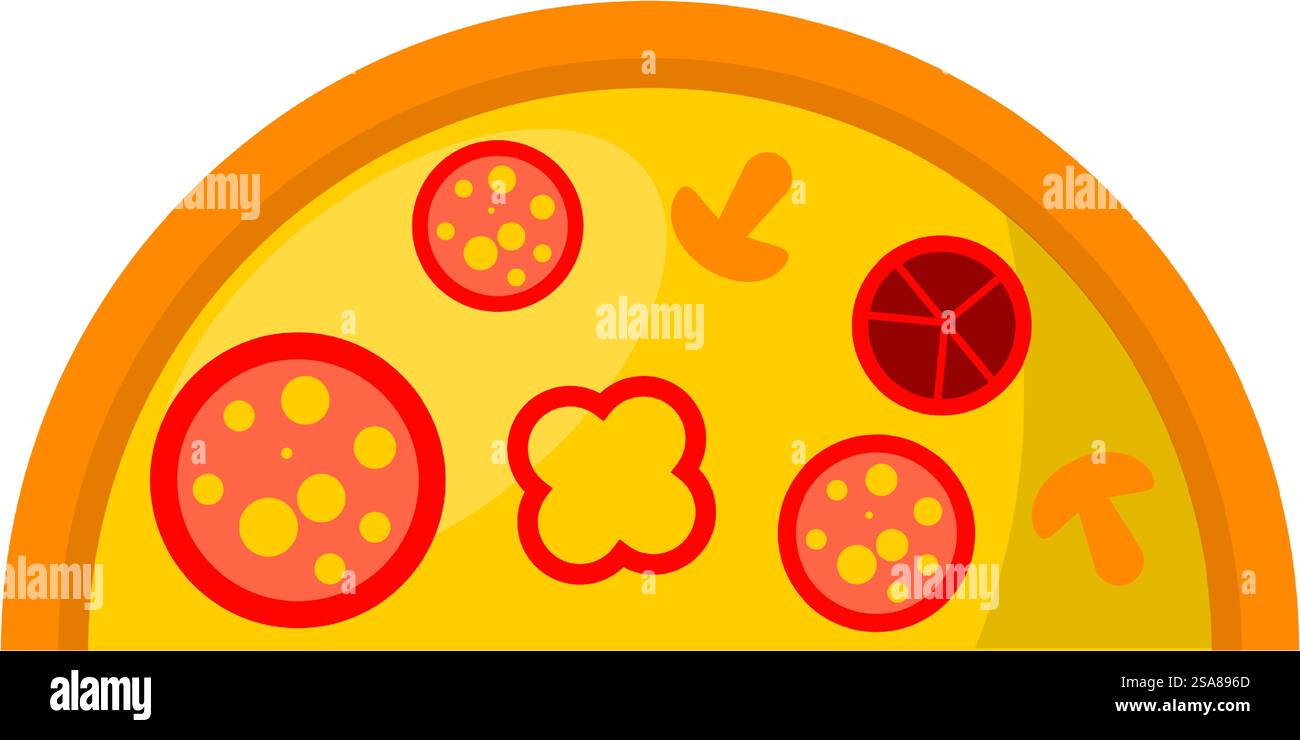 Vector illustration of a half pizza with various toppings. Isolated on ... Vector illustration of a half pizza with various toppings. Isolated on ...