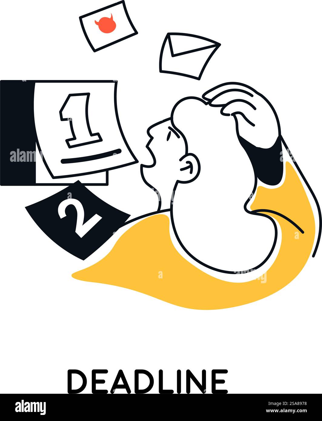 Illustration depicting a person managing deadlines with a calendar and ...