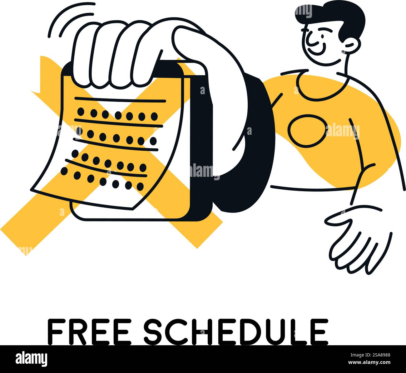 Illustration of a person tearing a calendar, symbolizing a flexible ...