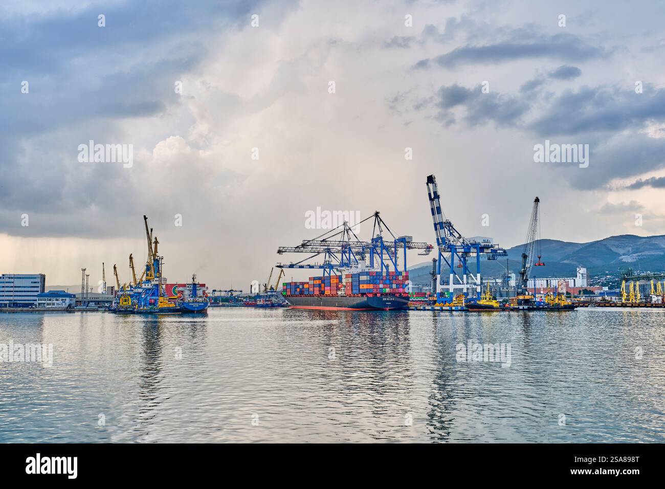 Novorossiysk, Russia - September 2, 2024: Seaport with large container ...