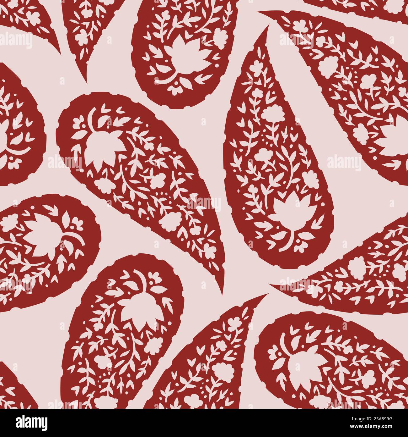 Red paisley pattern with floral elements, seamlessly repeating. Ideal ...
