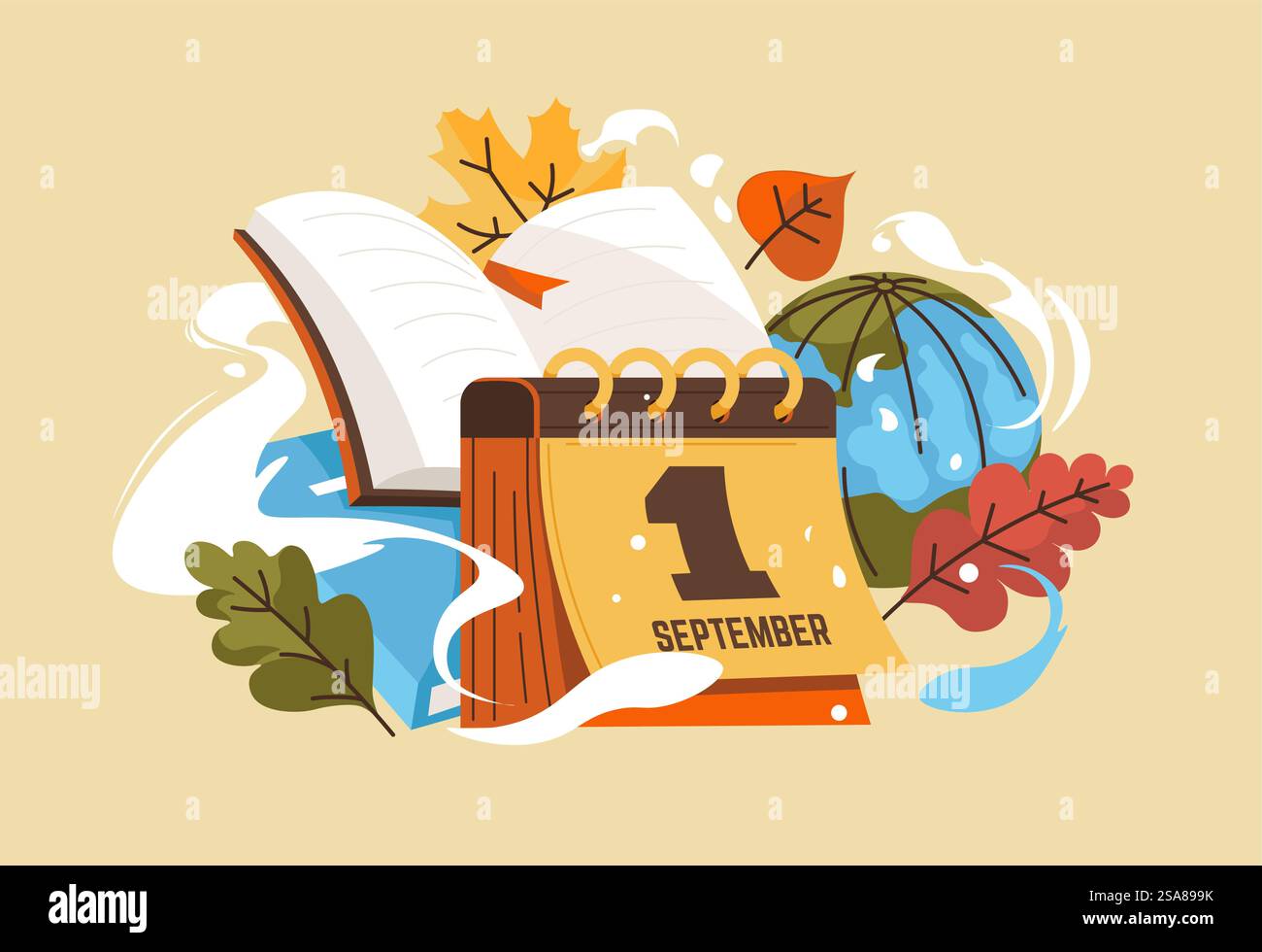 Flat style vector on a pale orange background featuring symbols of ...