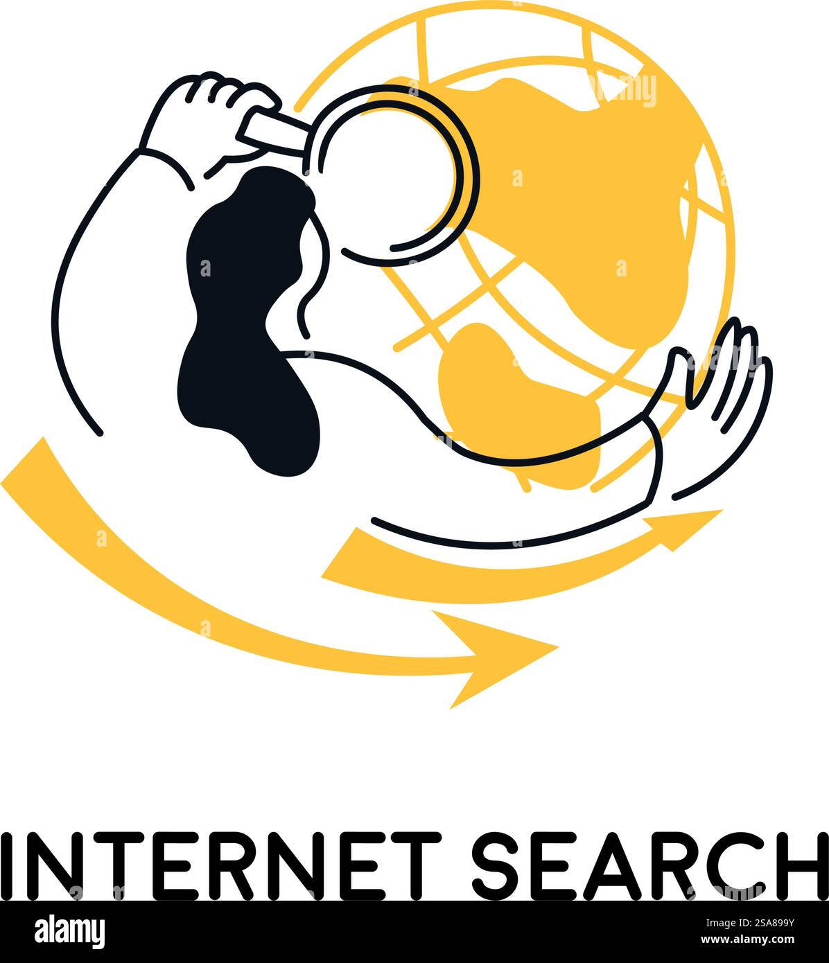 Illustration of a person using a magnifying glass to search the ...