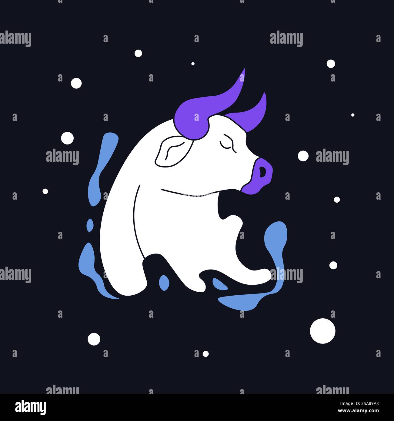 Taurus zodiac sign in a modern vector illustration style. Isolated on a ...