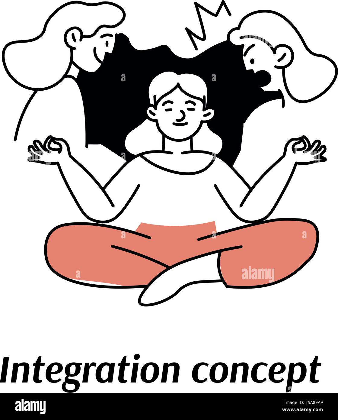 Illustration of integration concept with people and meditation, vector ...