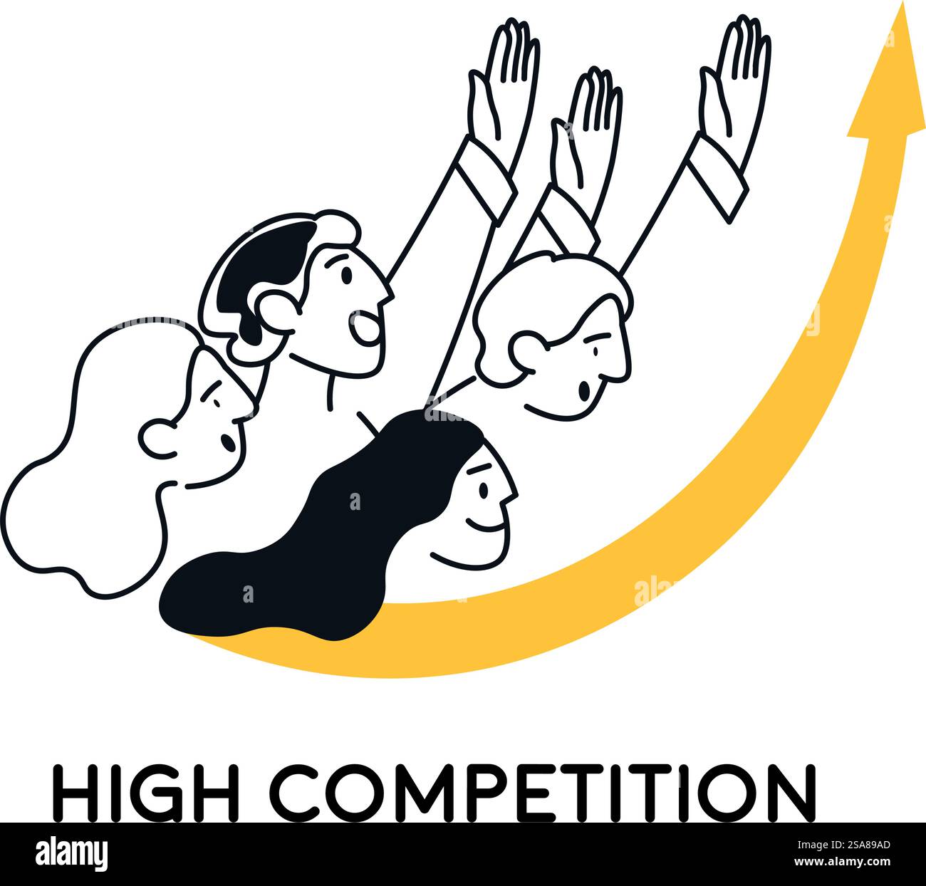 Illustration of multiple people racing, symbolizing high competition ...