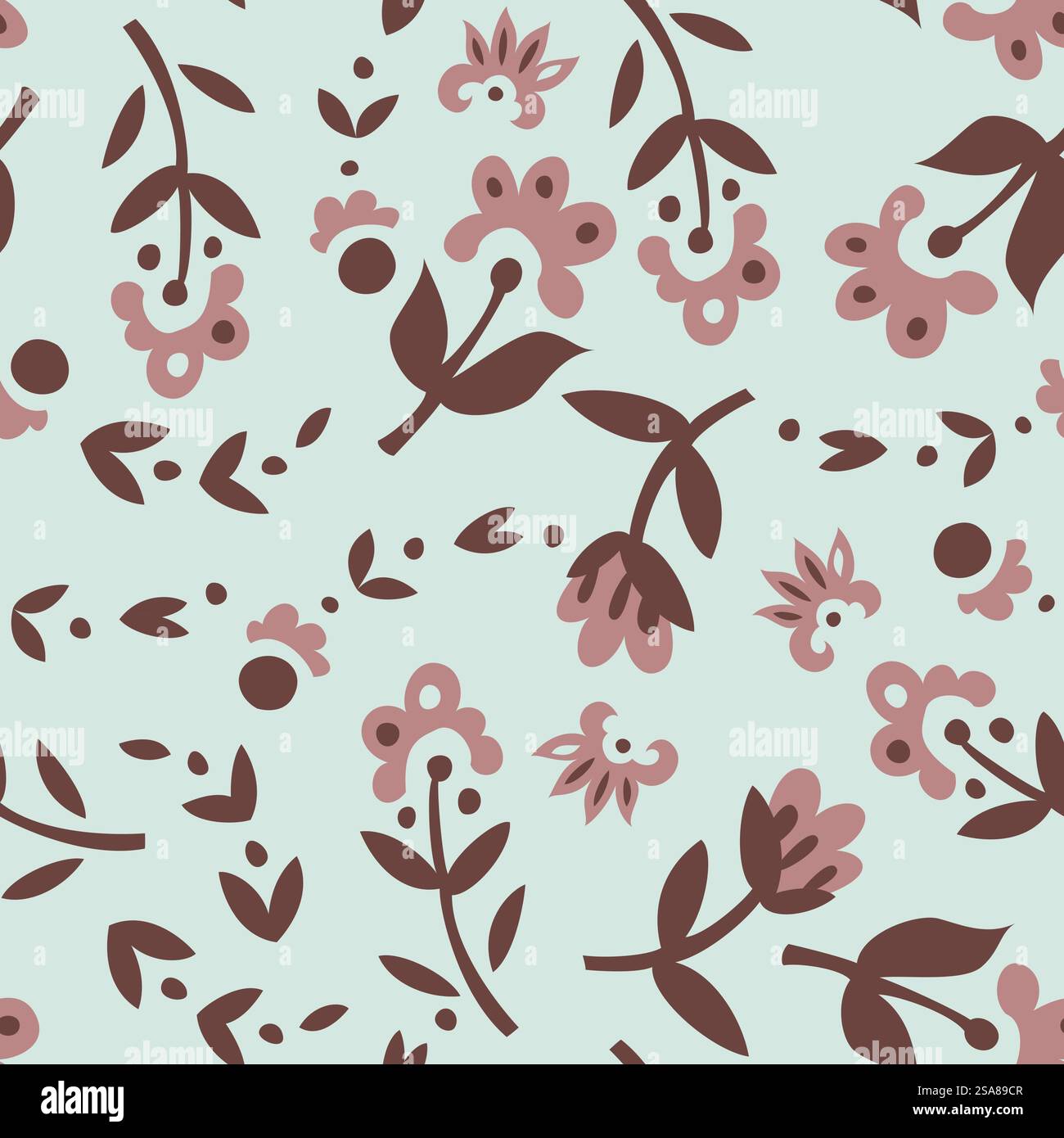 Simple floral pattern with minimalistic elements, seamlessly repeating ...