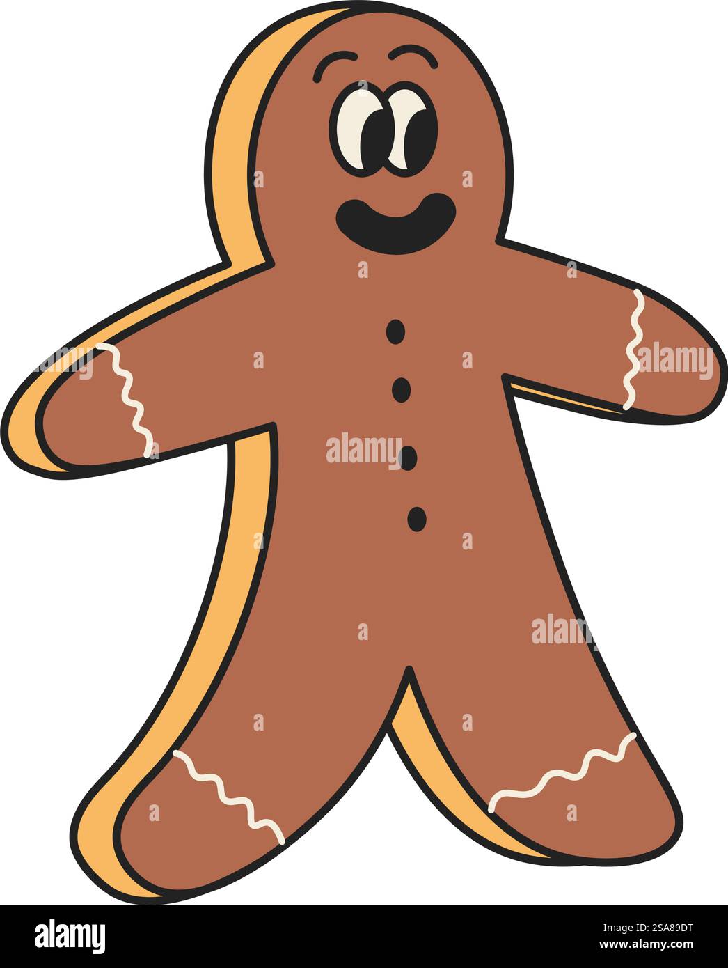 Gingerbread man Christmas cookie in a playful, cartoon style. Vector ...