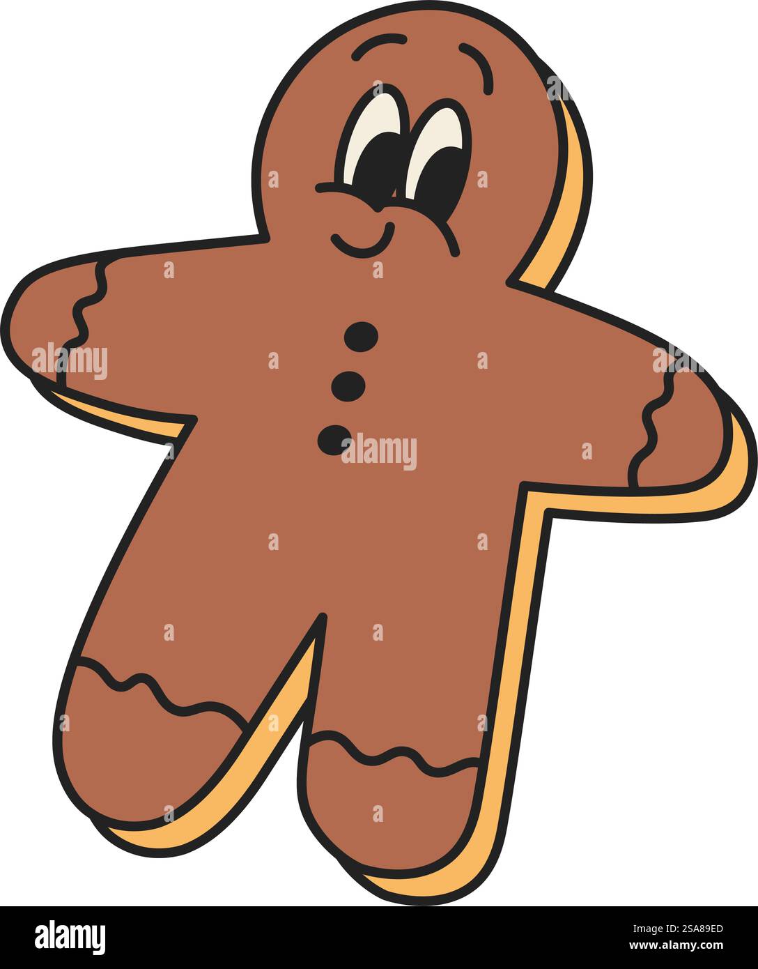 Gingerbread man Christmas cookie in a playful, cartoon style. Vector ...