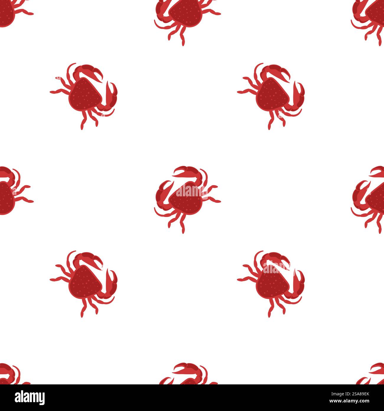Seamless pattern with red crabs, designed in a flat style. Vector ...