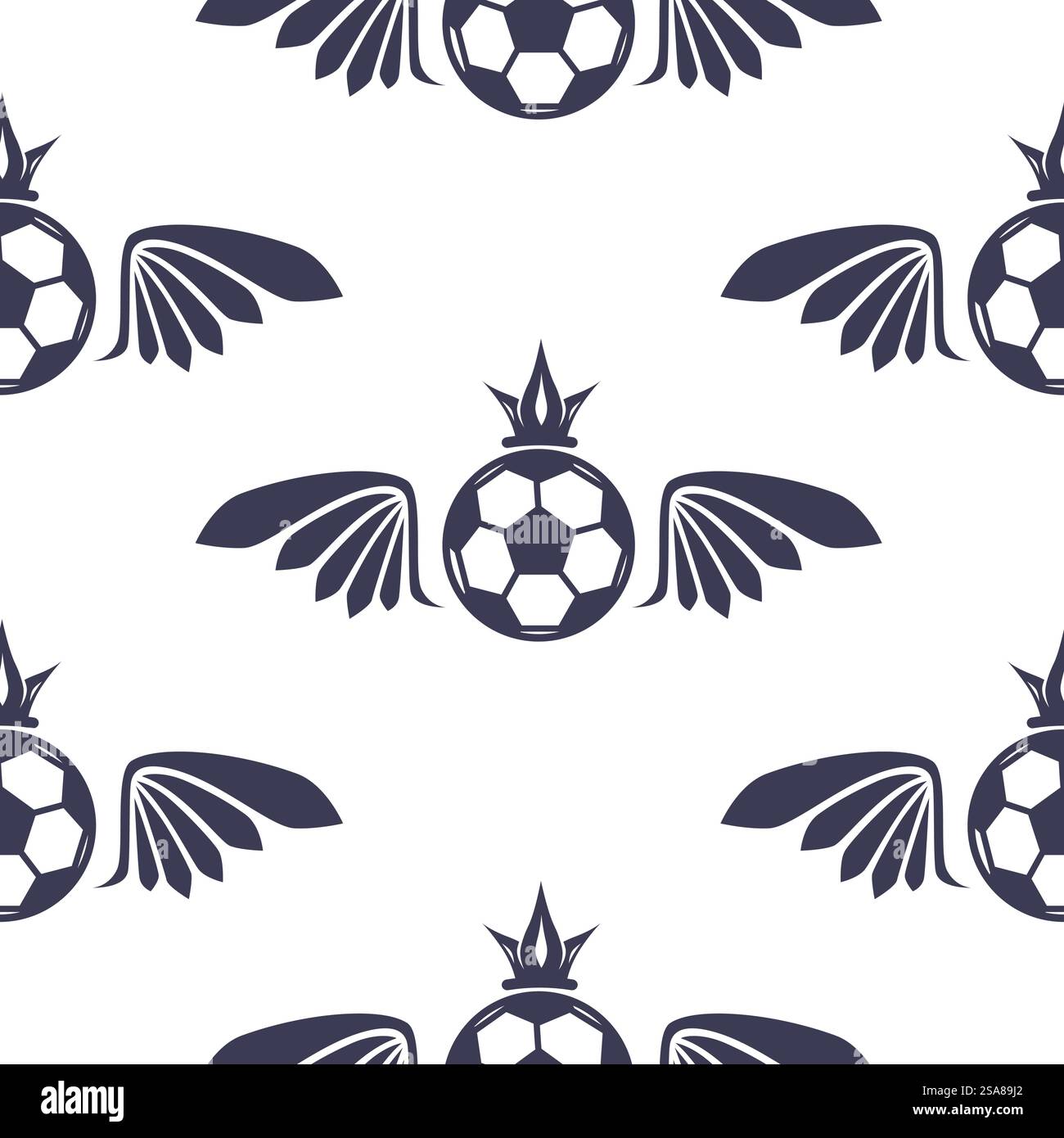 Seamless pattern featuring winged soccer balls. Bold and dynamic ...