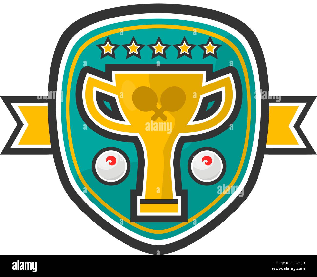 Vector illustration of a table tennis championship badge with trophy ...
