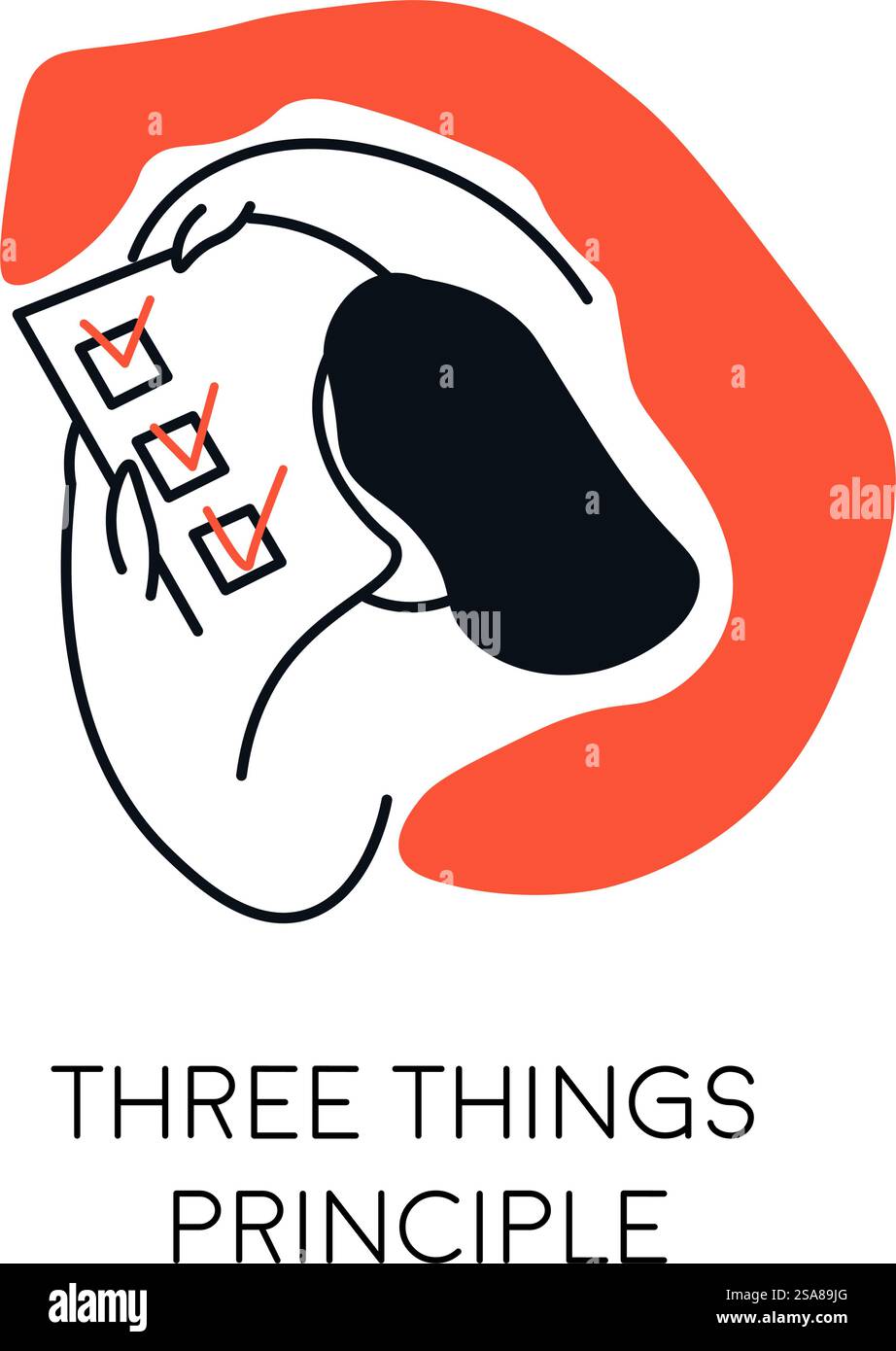 Vector illustration of a person using the three things principle for ...