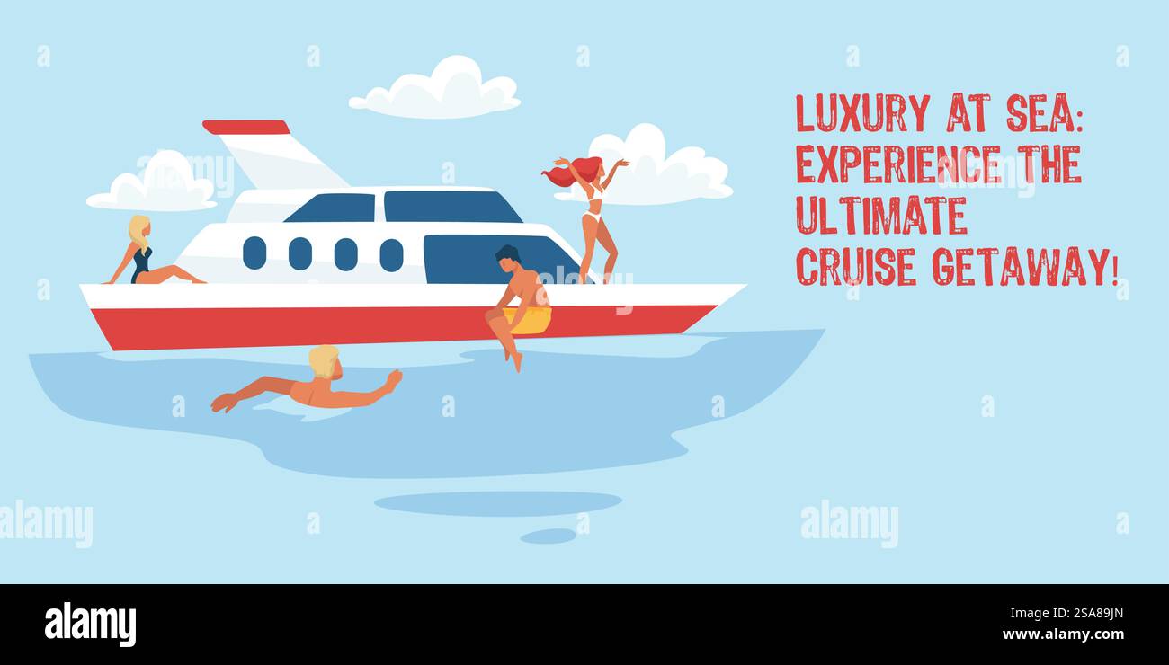A vector illustration of a person about to embark on a cruise ship ...