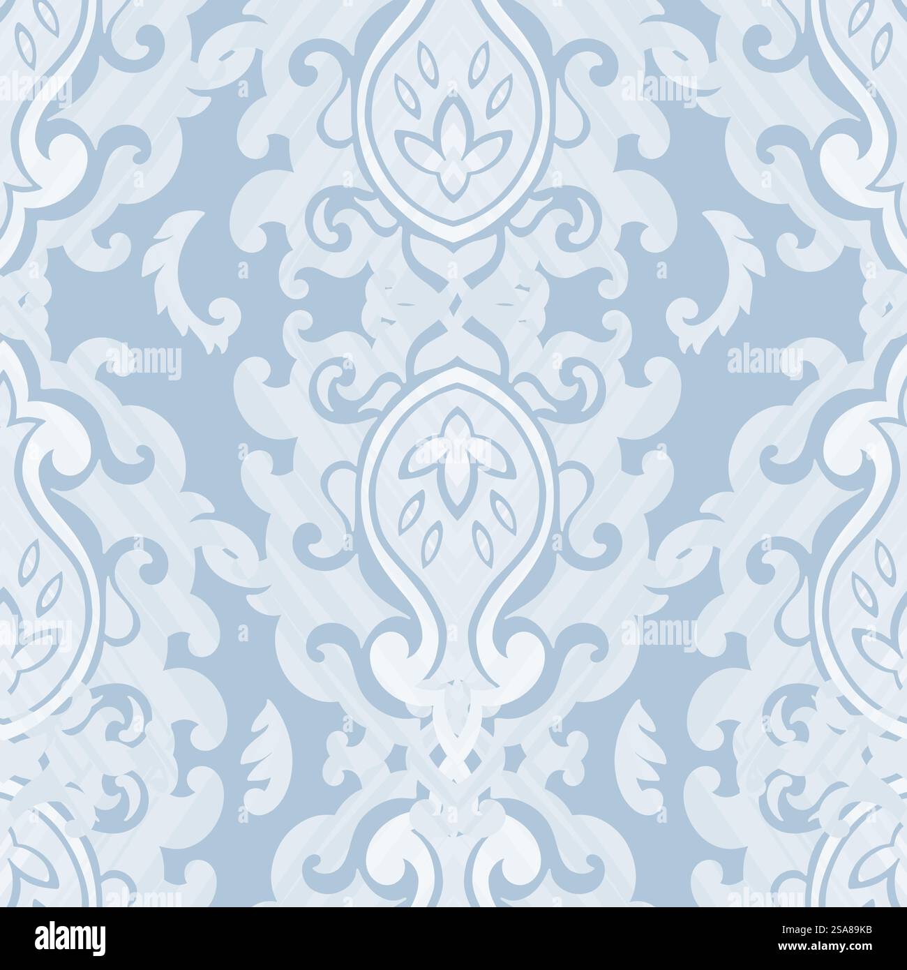 Blue ornamental pattern with intricate details, seamlessly repeatable ...