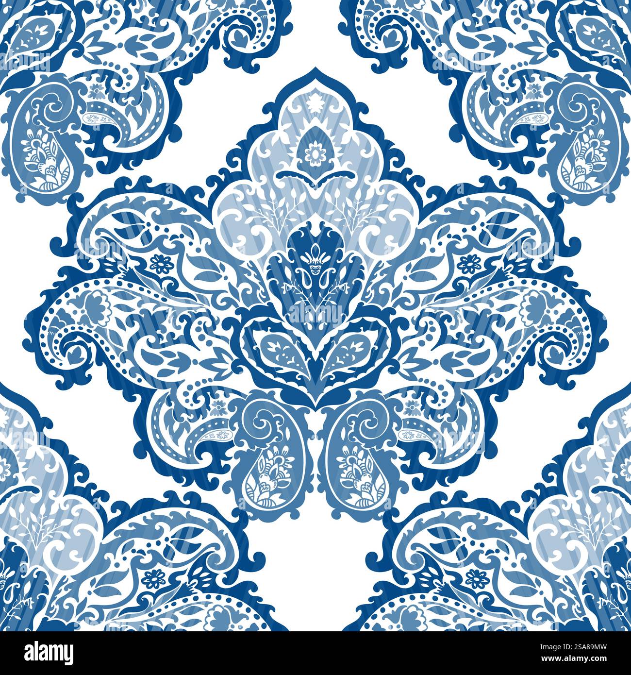 Seamless vector of an ornate blue pattern in a traditional style. Ideal ...