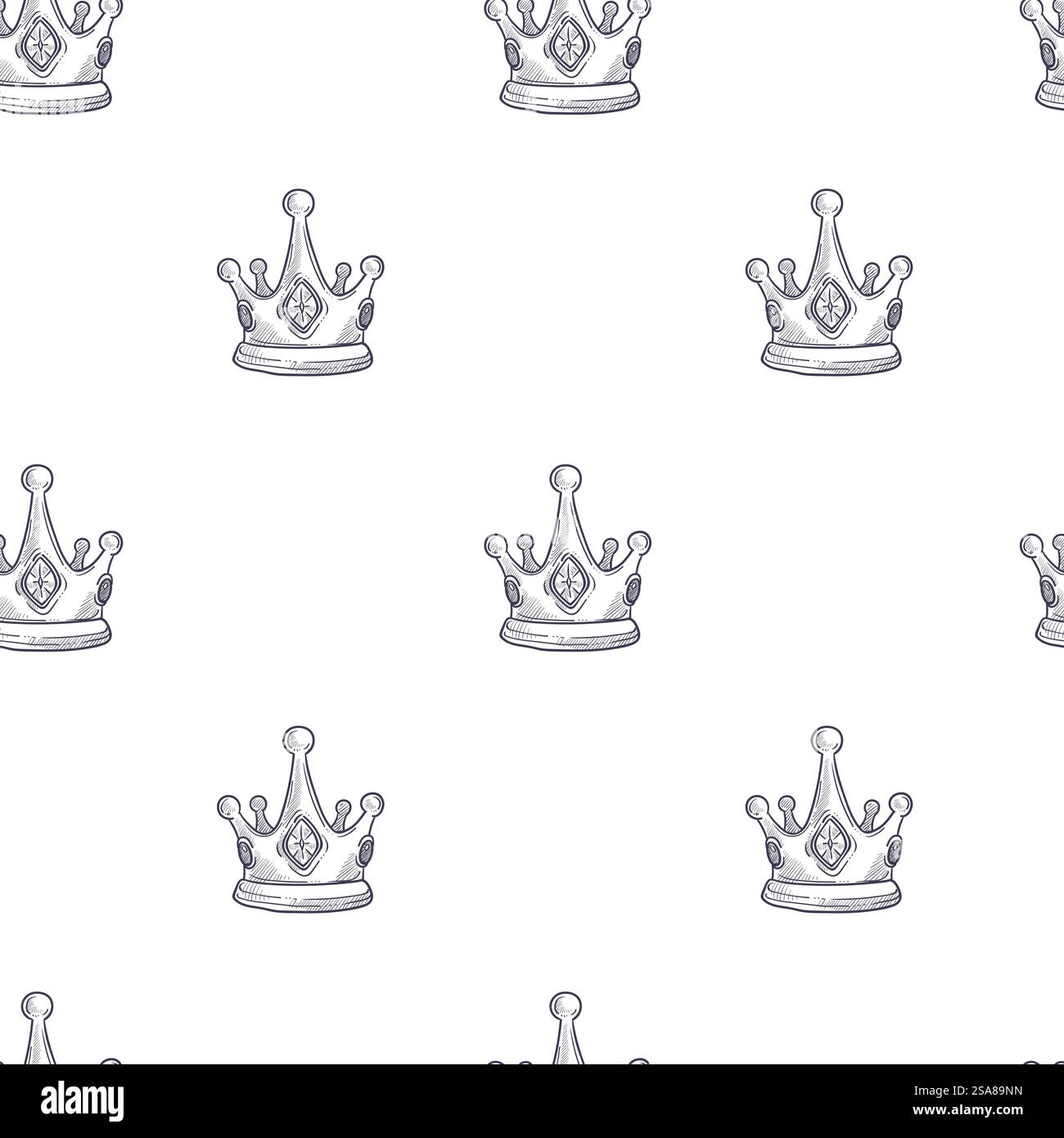 Seamless pattern featuring hand drawn crowns elegant and detailed hi ...