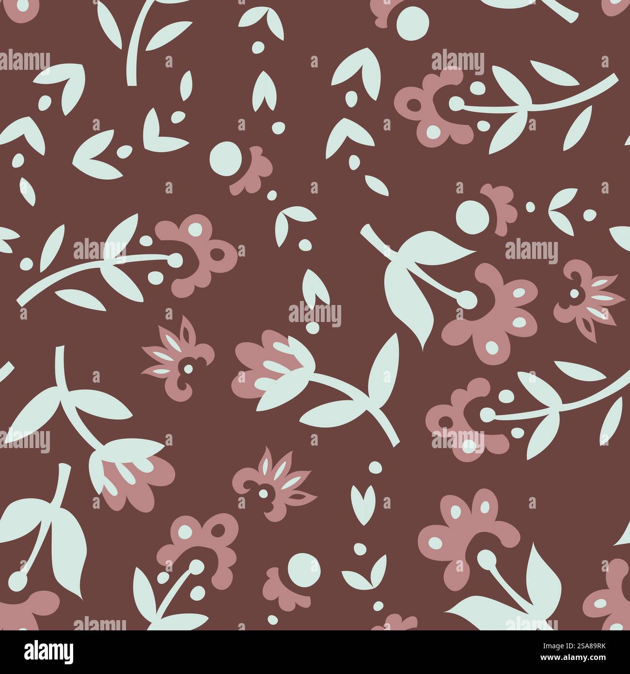 Simple floral pattern with minimalistic elements, seamlessly repeating ...