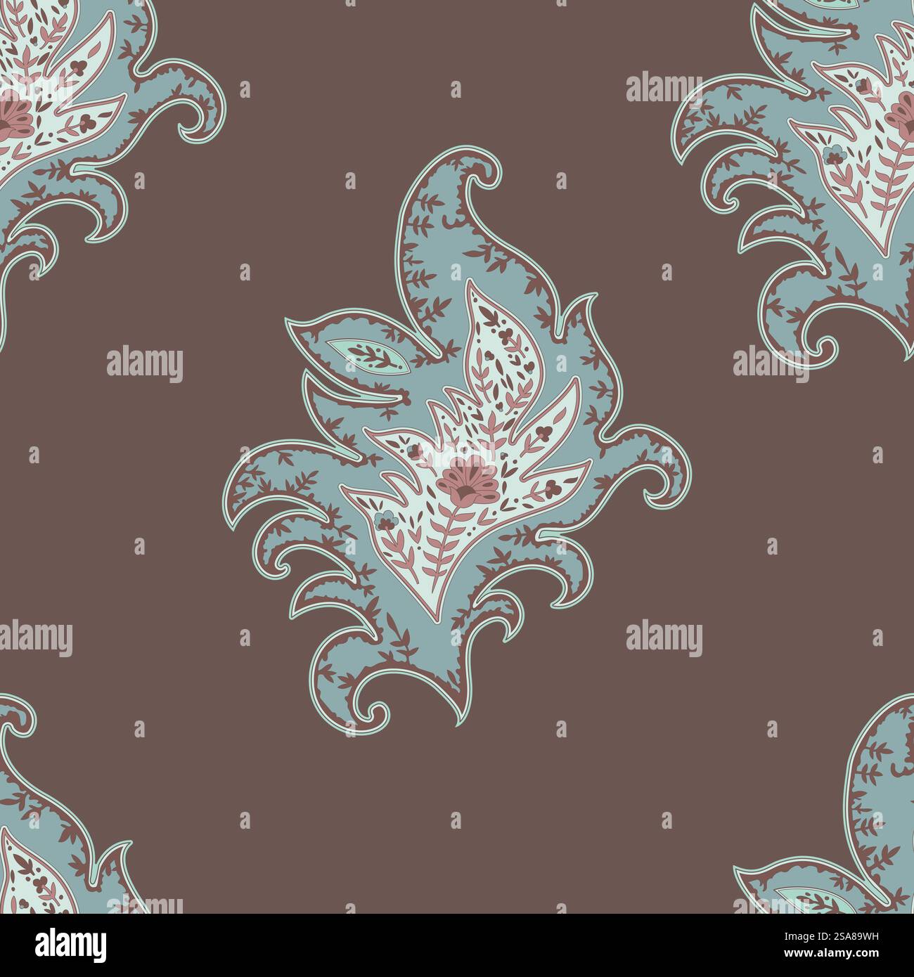 Floral elements pattern with various botanical details, seamlessly ...