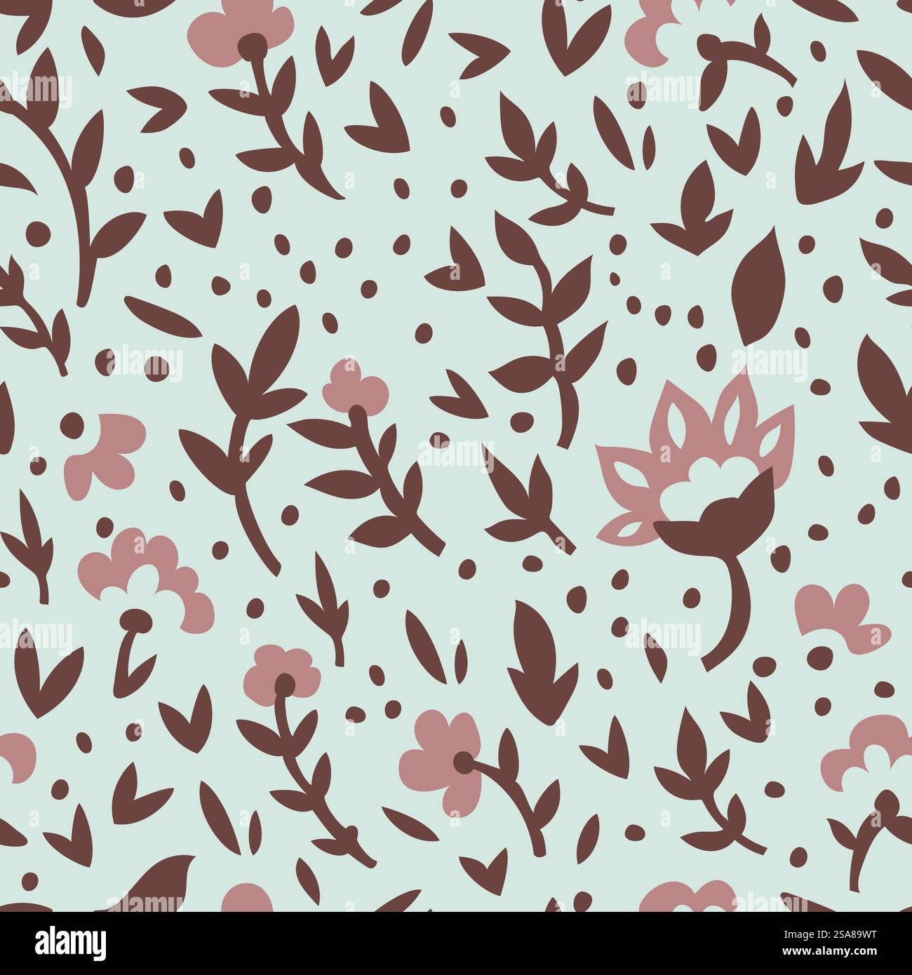 Simple floral pattern with minimalistic elements, seamlessly repeating ...