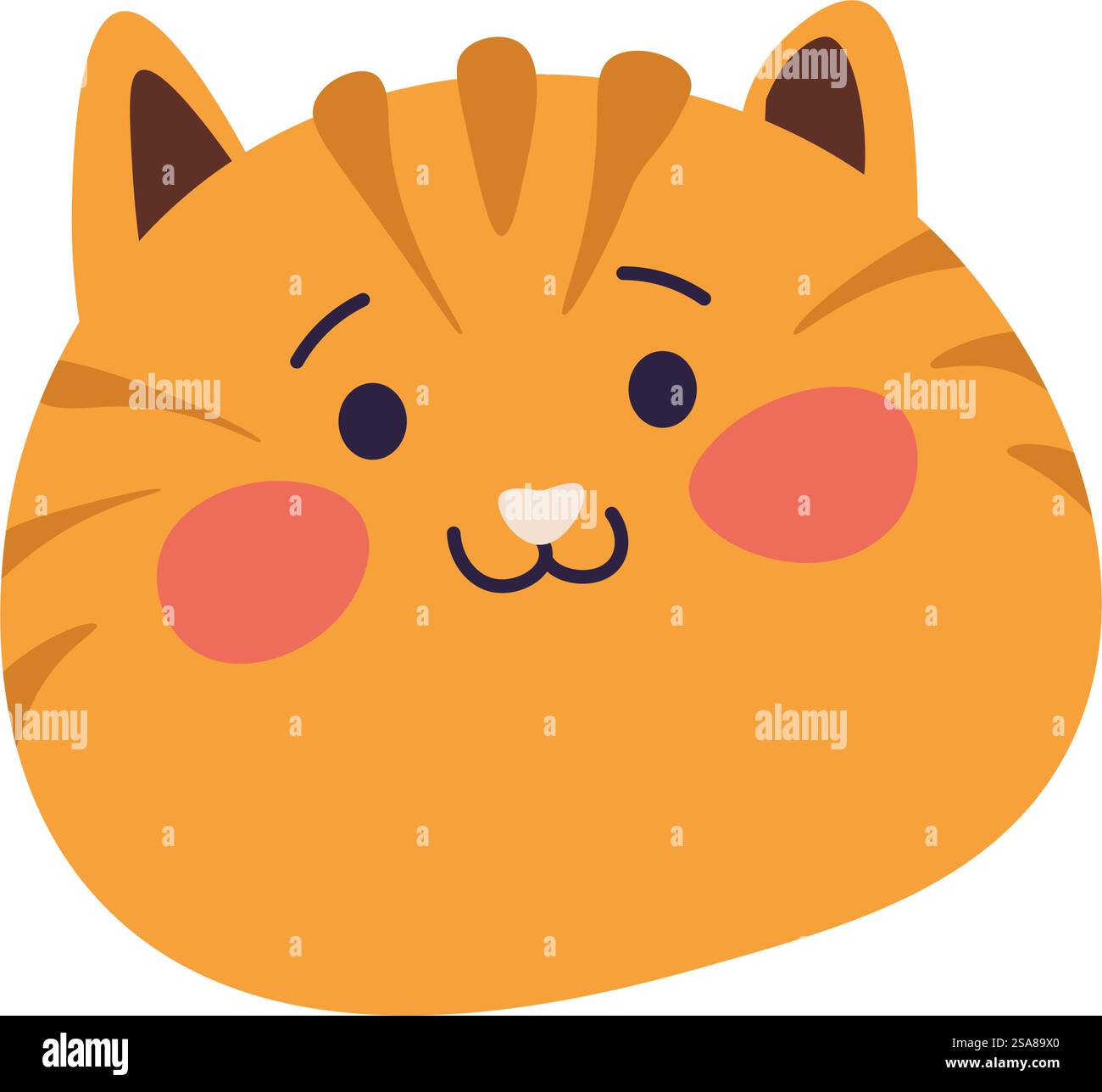 Illustration of an orange tabby cat face in a flat cartoon style ...
