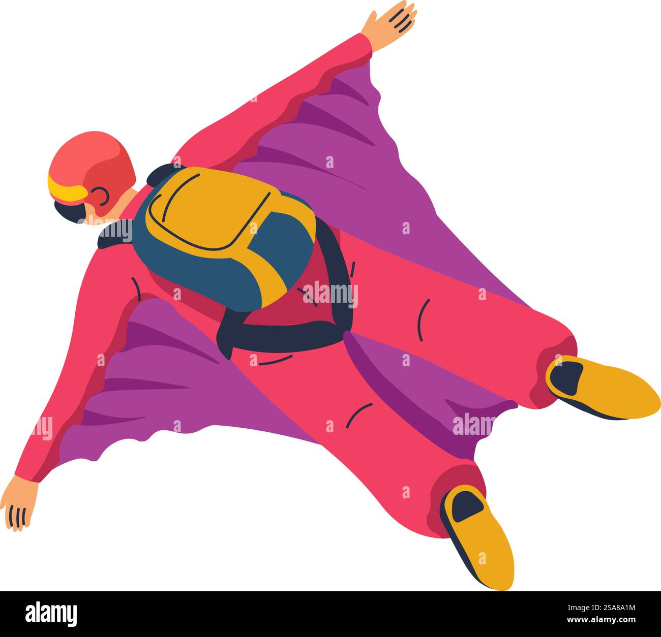 An illustration of a person performing wingsuit flying, isolated on a ...