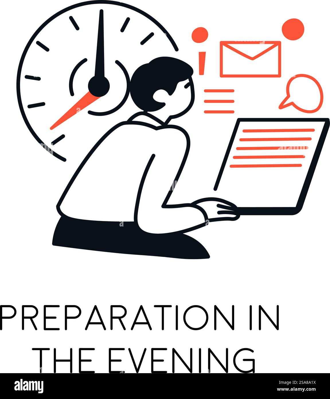 Vector illustration of a person prioritizing tasks with a checklist ...