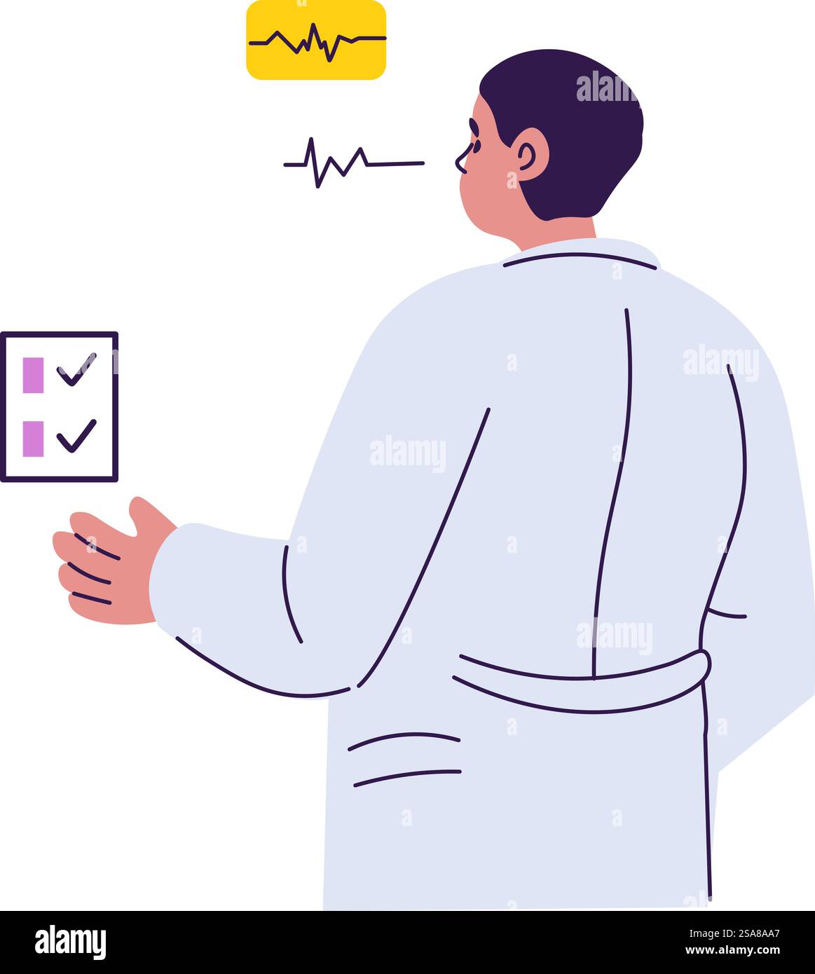 Vector illustration of a doctor checking medical reports, isolated on a ...