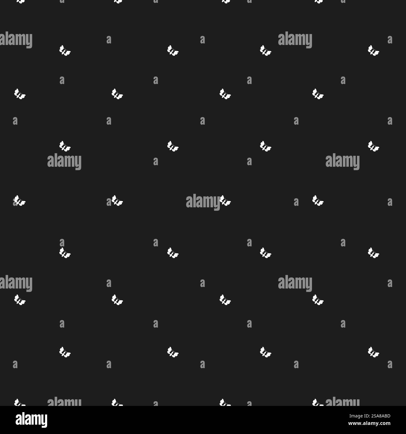 Seamless pattern featuring small white butterflies on a black ...