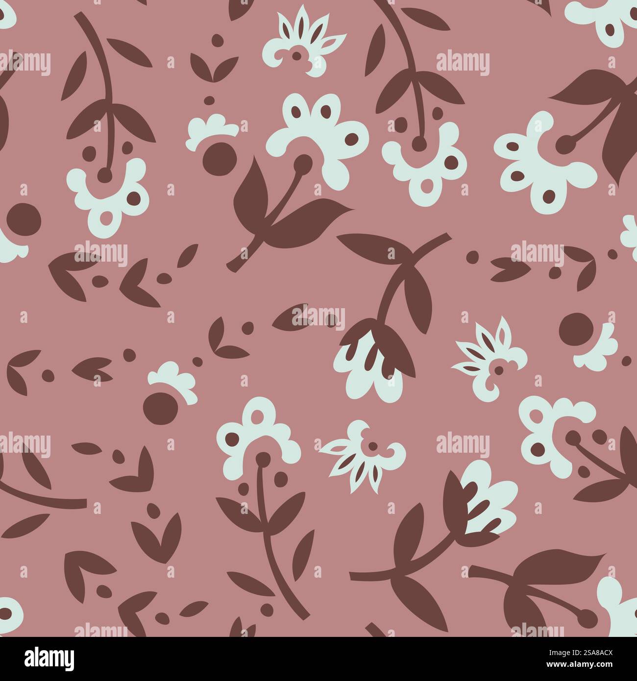 Simple floral pattern with minimalistic elements, seamlessly repeating ...