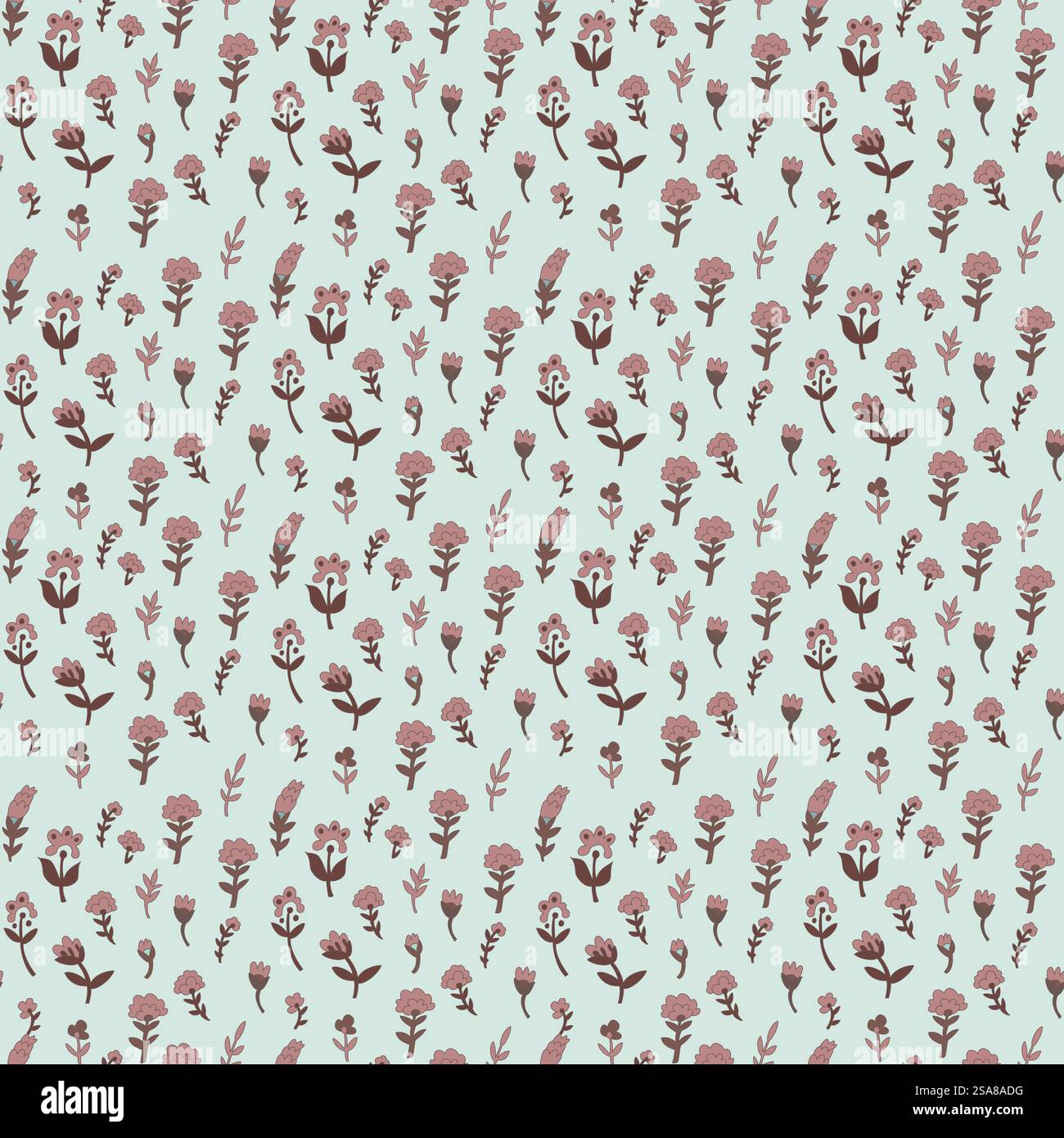 Floral elements pattern with various botanical details, seamlessly ...