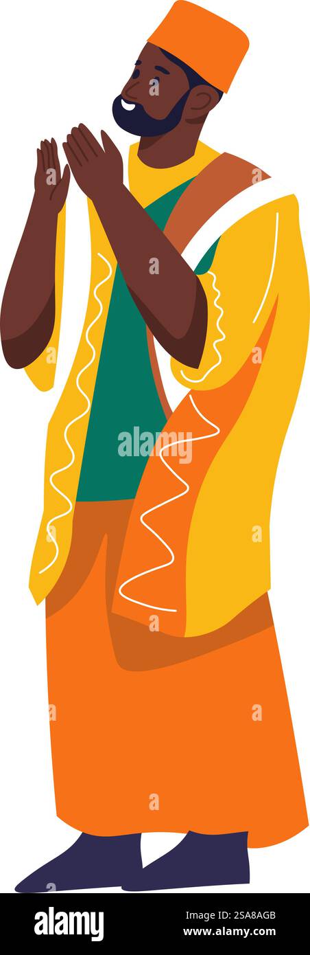 An African man wearing traditional clothing, isolated on white ...