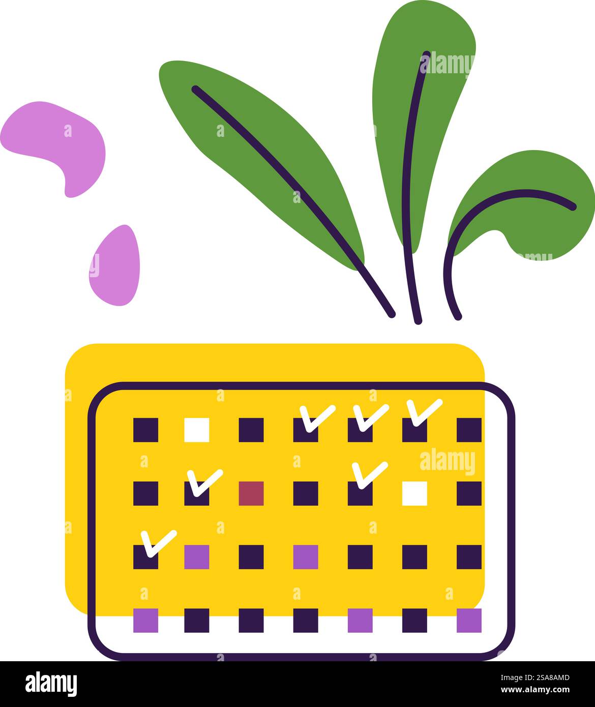 Abstract calendar design with green leaves and colorful shapes hi-res ...