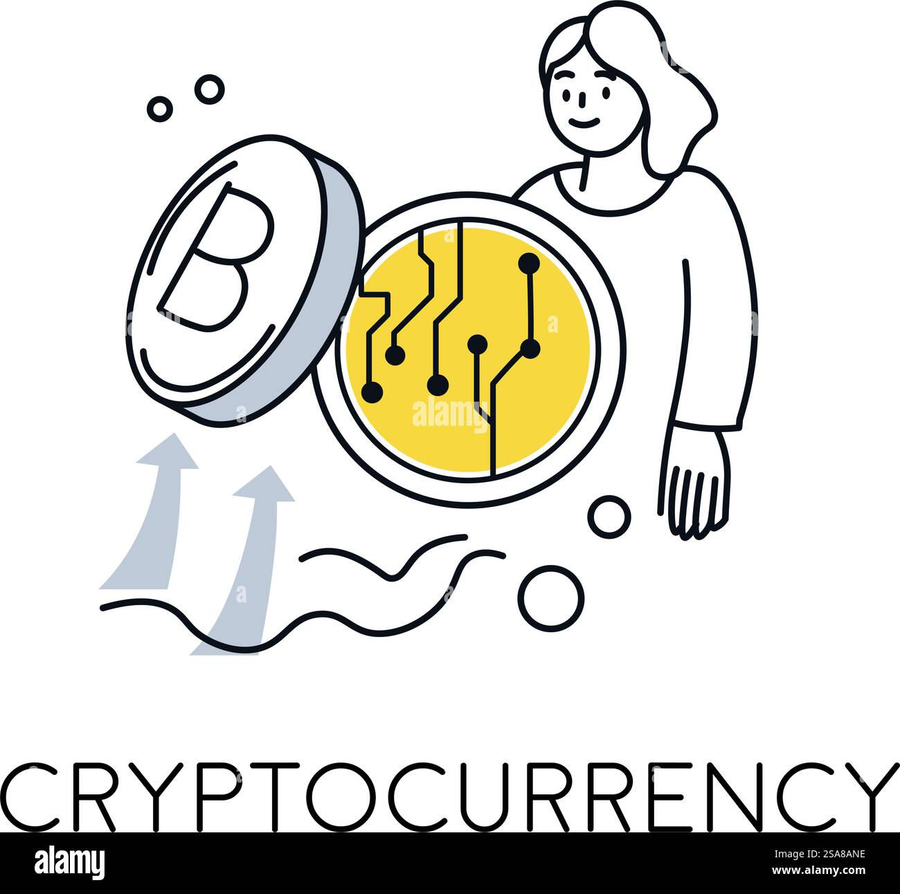 Cryptocurrency coins and digital elements representing investment ...