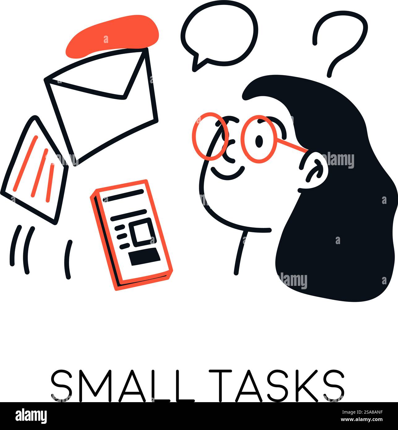 Vector illustration of a person completing a task with documents and a ...