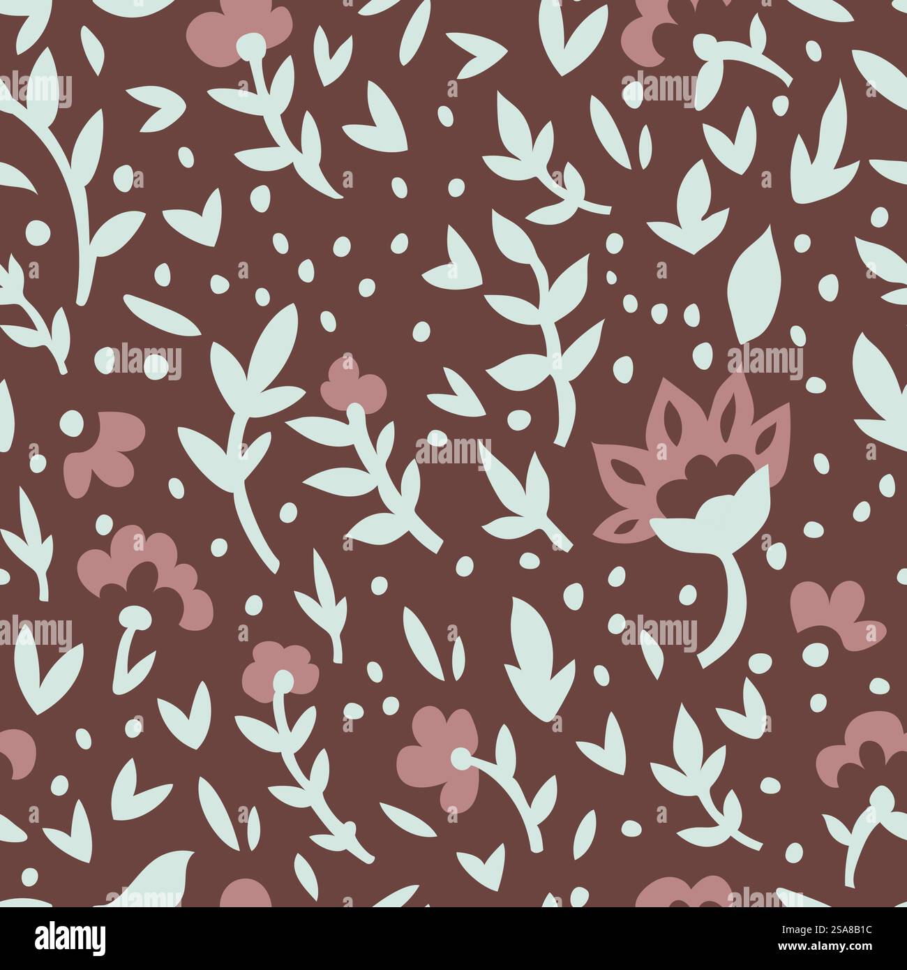 Simple floral pattern with minimalistic elements, seamlessly repeating ...